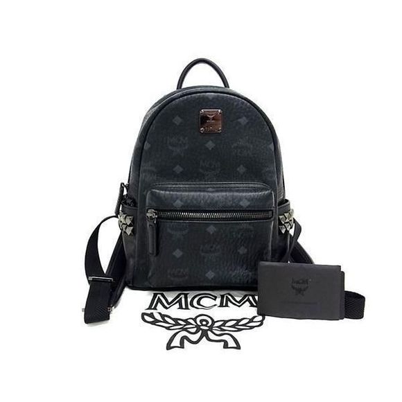 MCM | Bags | Mcm Monogram Visetos Leather Studs Rucksack Backpack Black ...